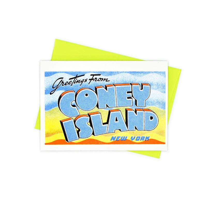 Greetings from: Coney Island, New York Risograph Card – Next Chapter Studio