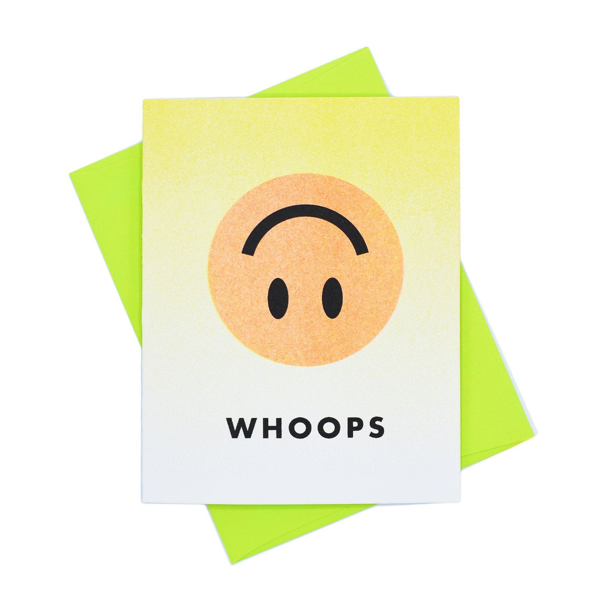 Whoops Smiley Face Card - Risograph Greeting Card – Next Chapter Studio